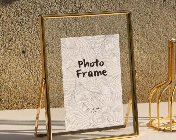 Gold Wedding Photo Frame / Free Standing / Photos/wedding Names ...