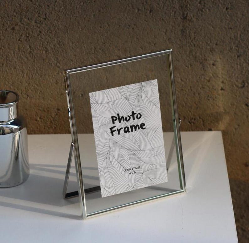 Silver Floating Photo Frame, Double Sided Glass, for Pressed Flowers ...