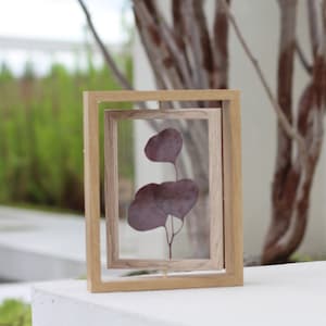 Retro Veneer Float Picture Frame, Rotating Photo Frame, Double Sided ...