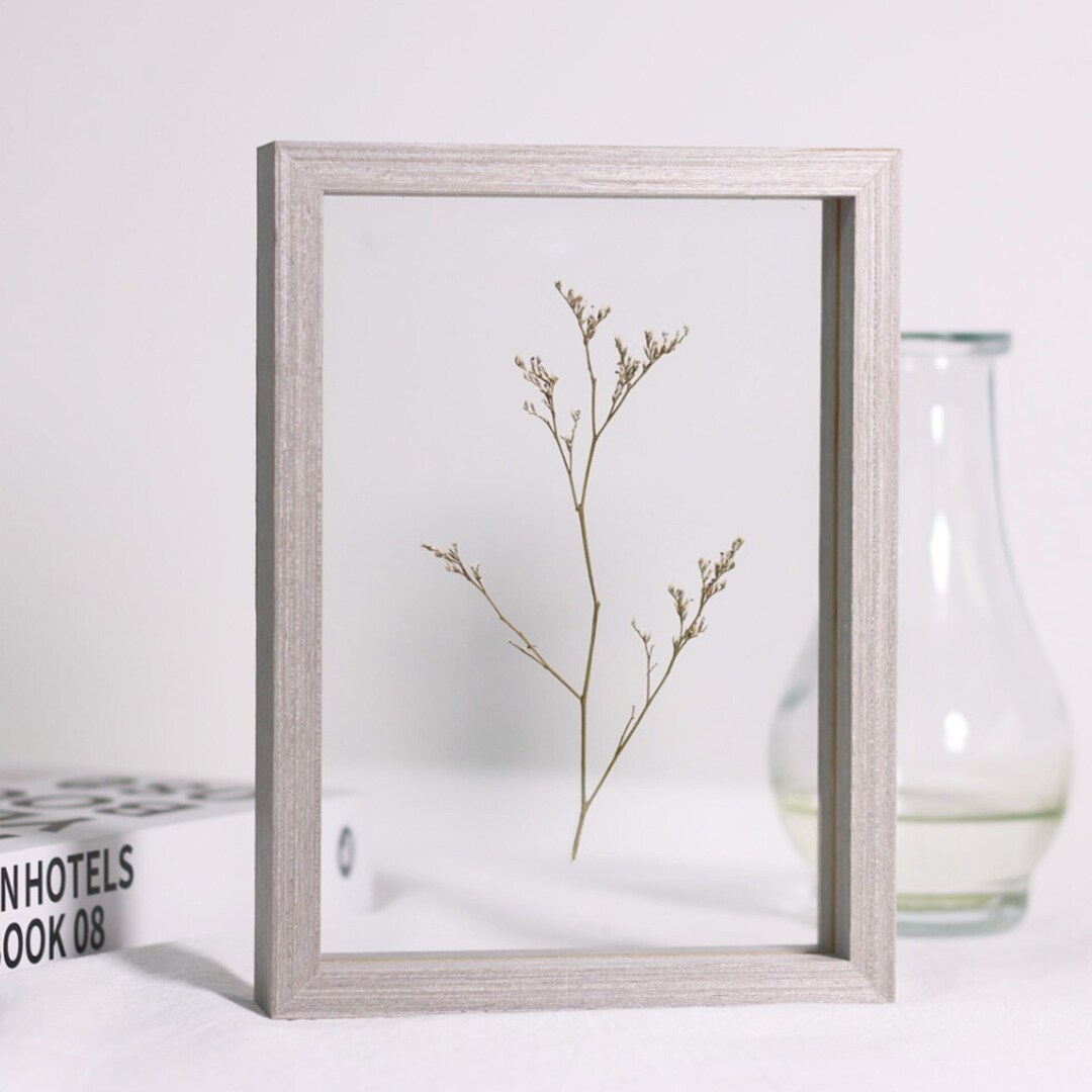 Pinewood Floating Frame in Gray Veneer, Double Sided Frame, Glass Frame ...