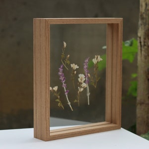 Solid Wood Floating Frame in Teak Veneer, Double Side Frame, Glass ...