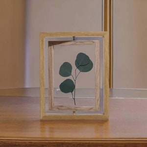 Retro Veneer Float Picture Frame, Rotating Photo Frame, Double Sided ...