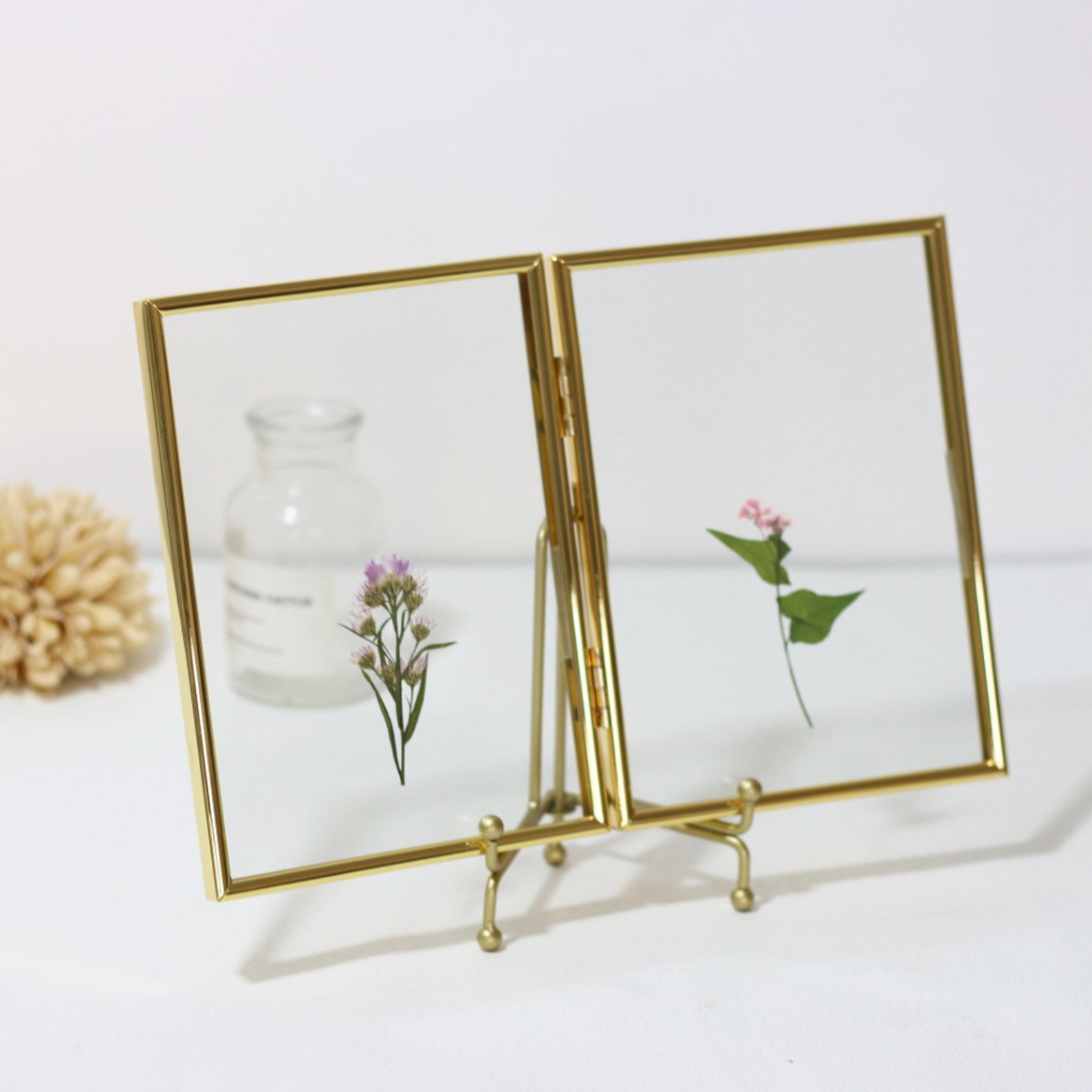 Foldable Picture Frame in Karat Golden, Double Sided Glass, 4 Sided ...