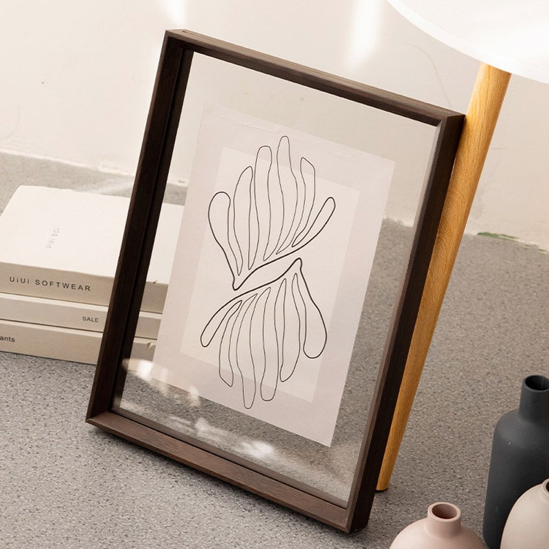 Custom Wood Floating Frame in Dark Retro Color, Large Double Side Frame ...