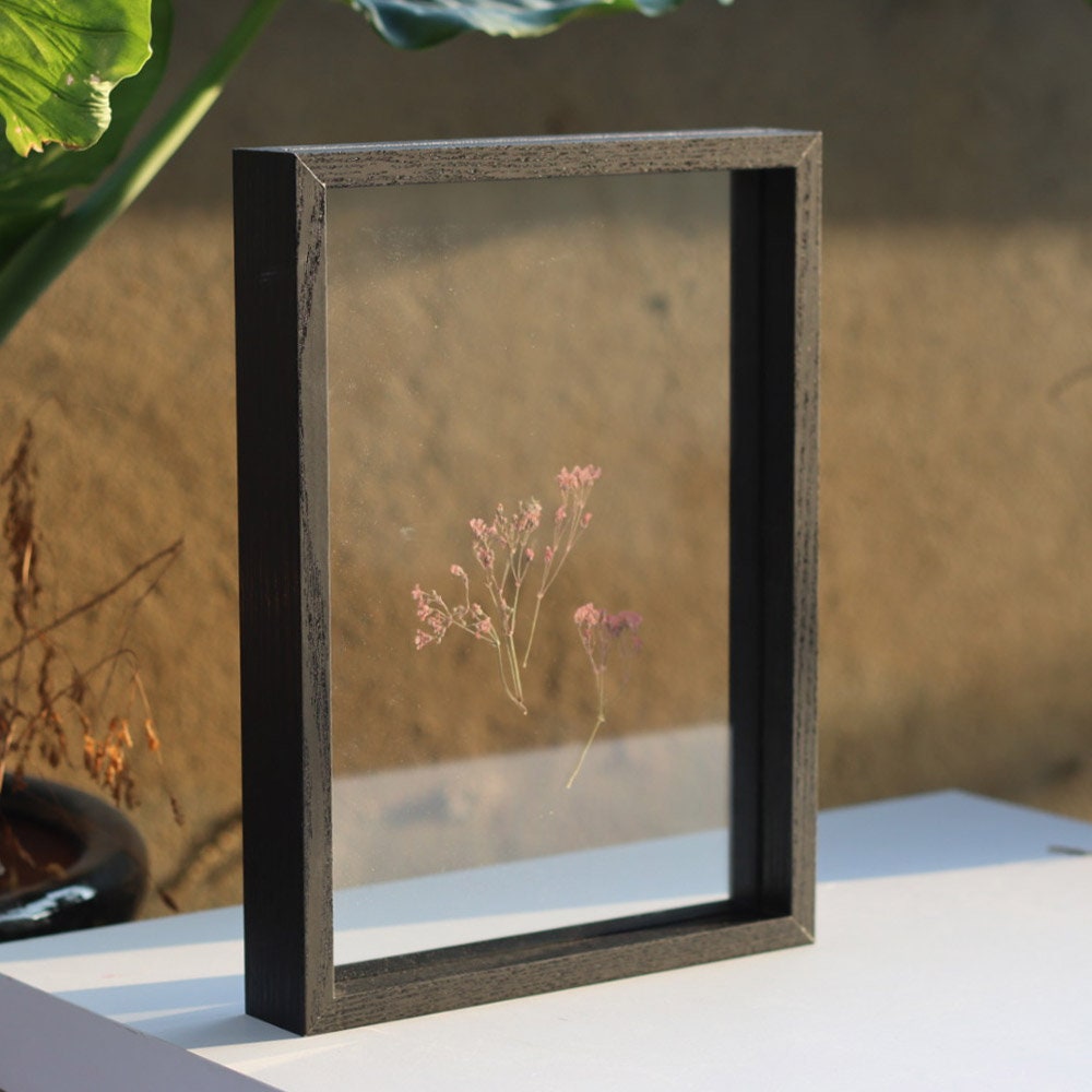 Black Floating Frame, Double Sided Glass, Frame for Pressed Flowers ...