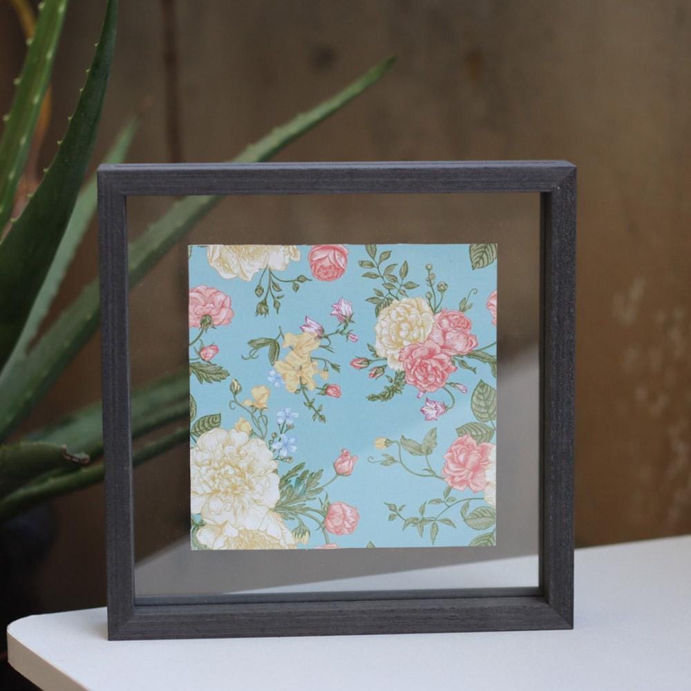 Black Veneer Floating Picture Frame: Double Sided Glass, Pressed Flower ...