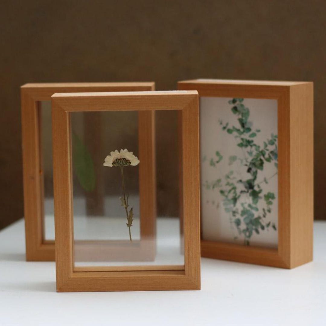 Floating Frame in Wooden Veneer, Double Sided Frame, Glass Frame for ...