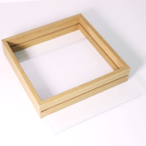 Square Floating Frame in Teak Veneer, Double Sided Frame, Glass Frame ...