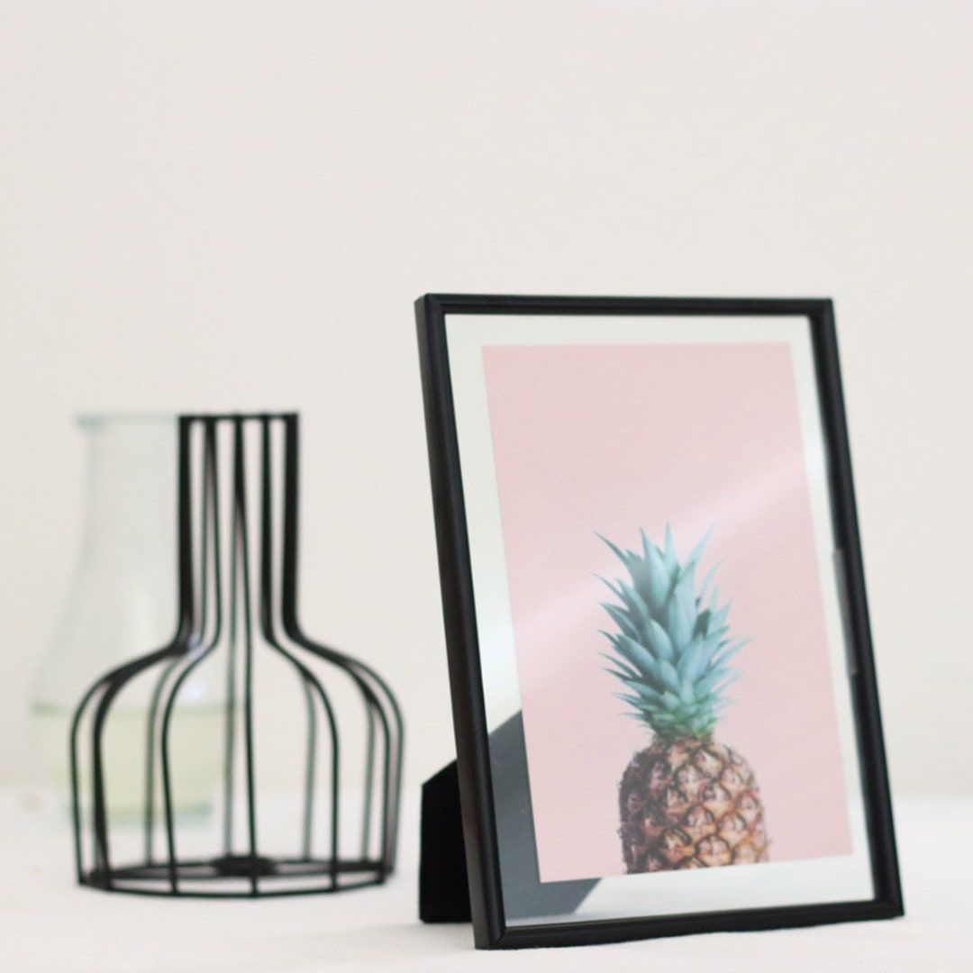 Black Metal Floating Frame, Double Glass Photo Frame With Velvety Stand ...