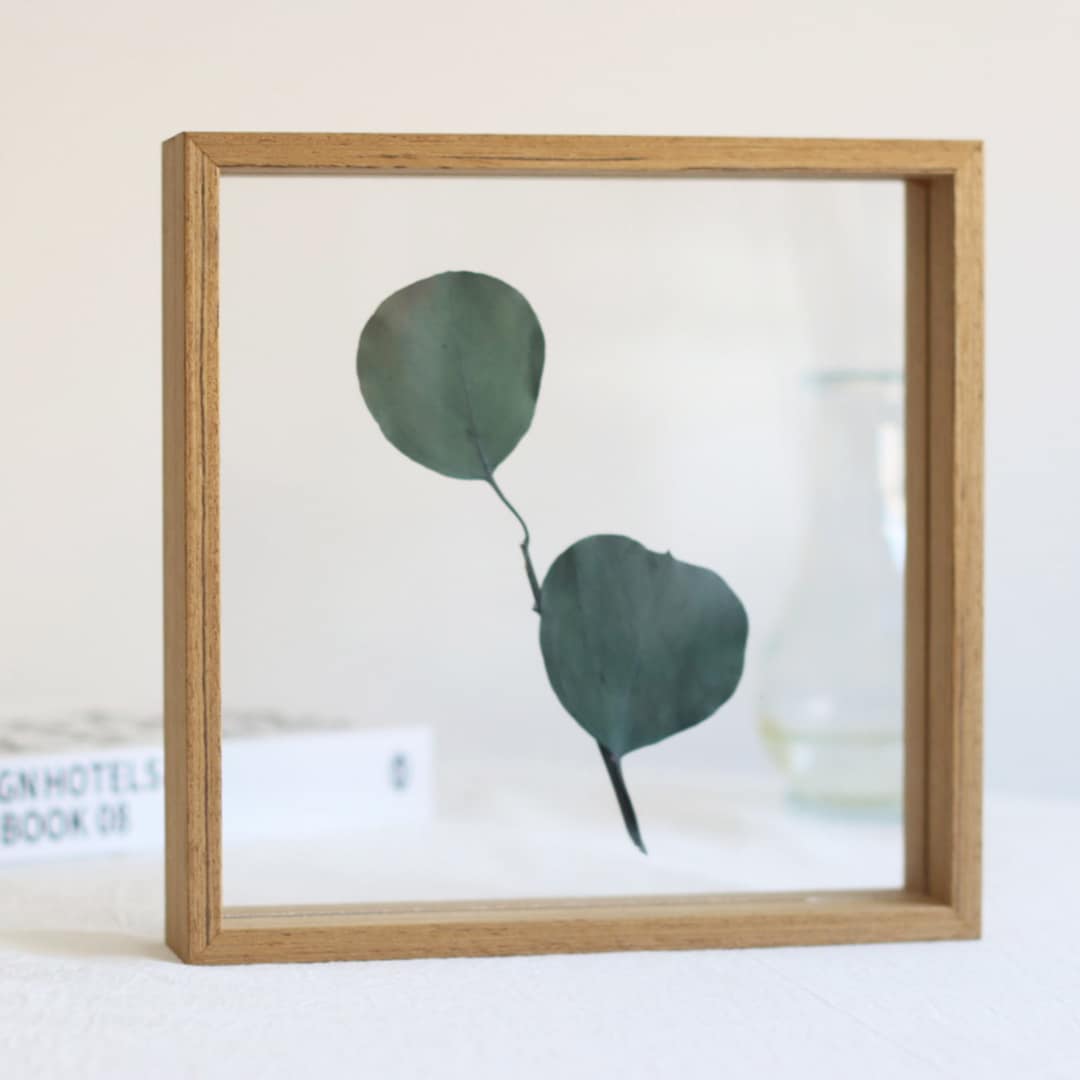 Square Floating Frame in Teak Veneer, Double Sided Frame, Glass Frame ...