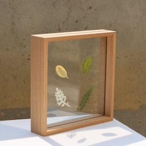 Square Floating Frame in Teak Veneer, Double Sided Frame, Glass Frame ...