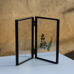 Folding Picture Frame in Black, Double Sided Floating Frame, Glass ...