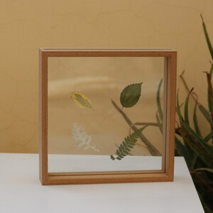 Square Floating Frame in Teak Veneer, Double Sided Frame, Glass Frame ...