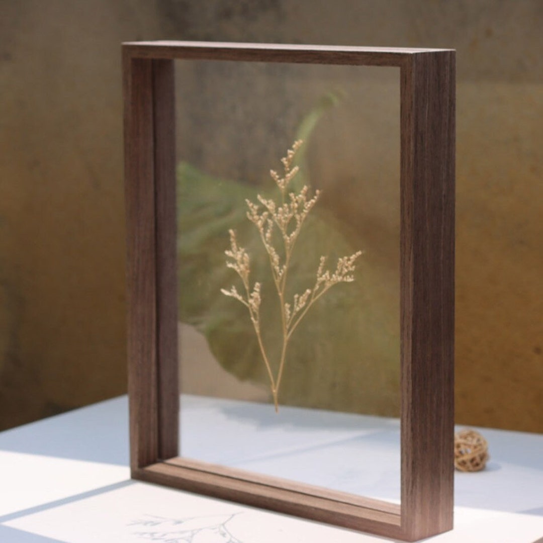 Float Frame in Dark Walnut Veneer, Double Side Picture Frame, Glass ...