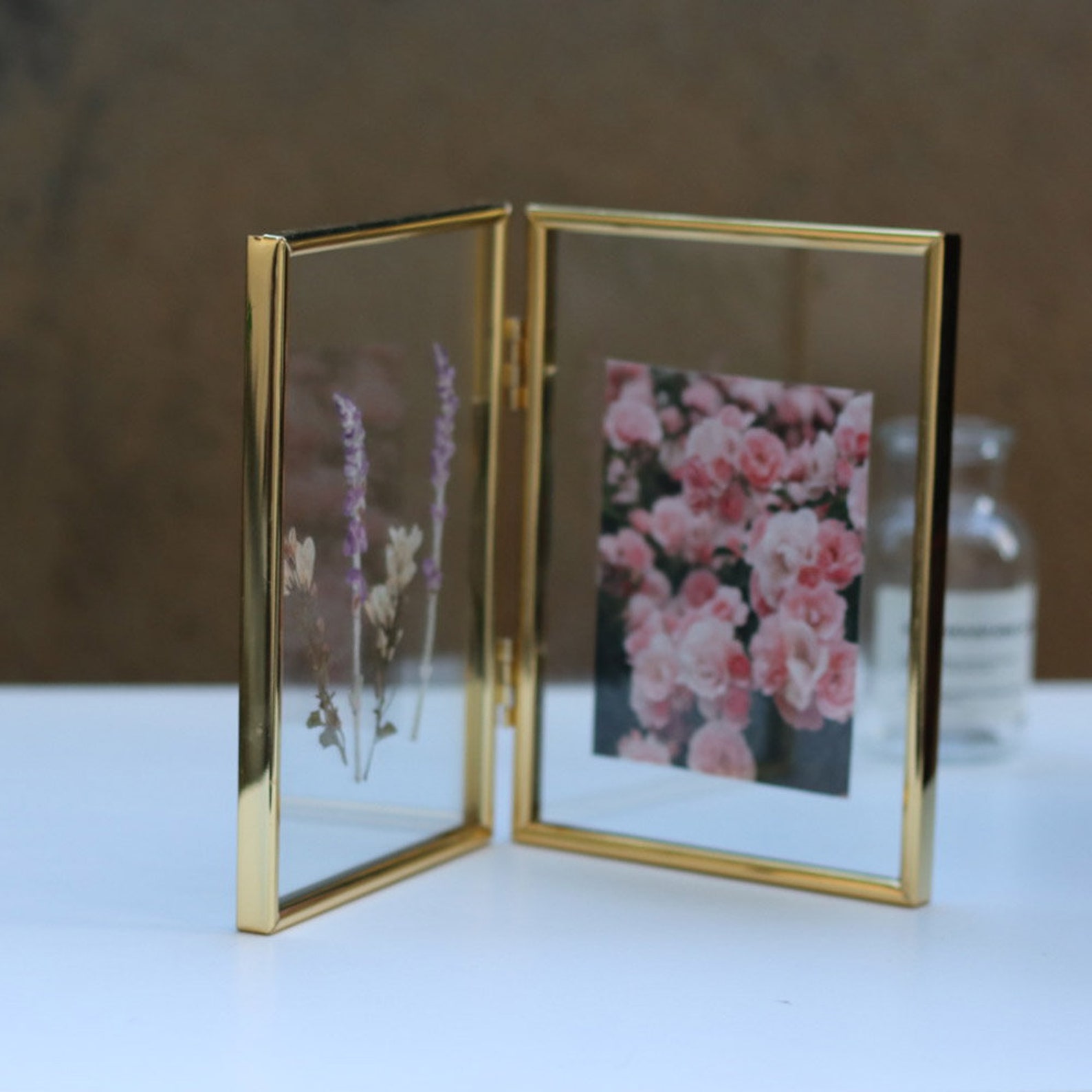 Foldable Picture Frame in Karat Golden, Double Sided Glass, 4 Sided ...