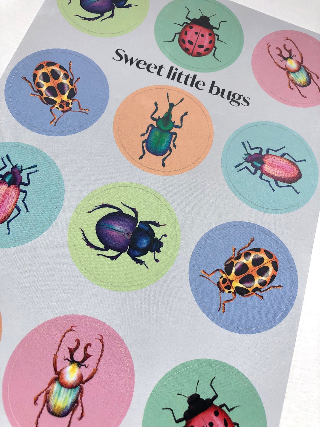 Bugs Sticker Sheet Round Stickers Closing Stickers Decoration ...