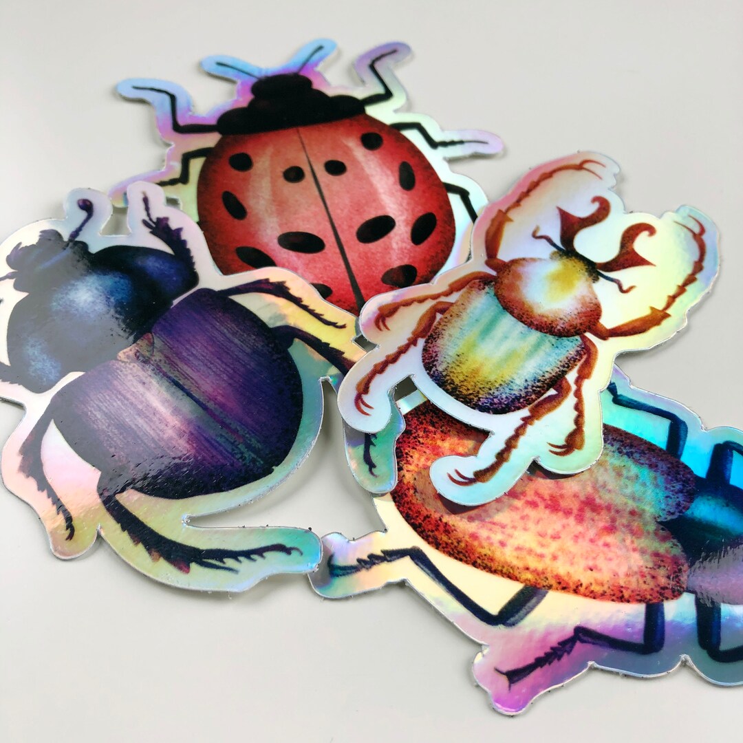 Bugs Holographic Sticker Pack Beetle Illustration Laptop Notebook ...
