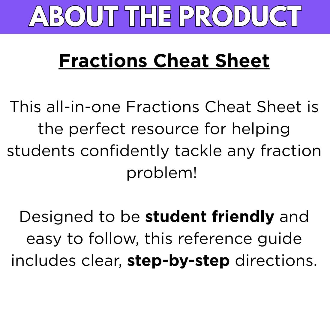 Fractions Cheat Sheet | Step-by-step Fractions Reference Sheet | Anchor ...