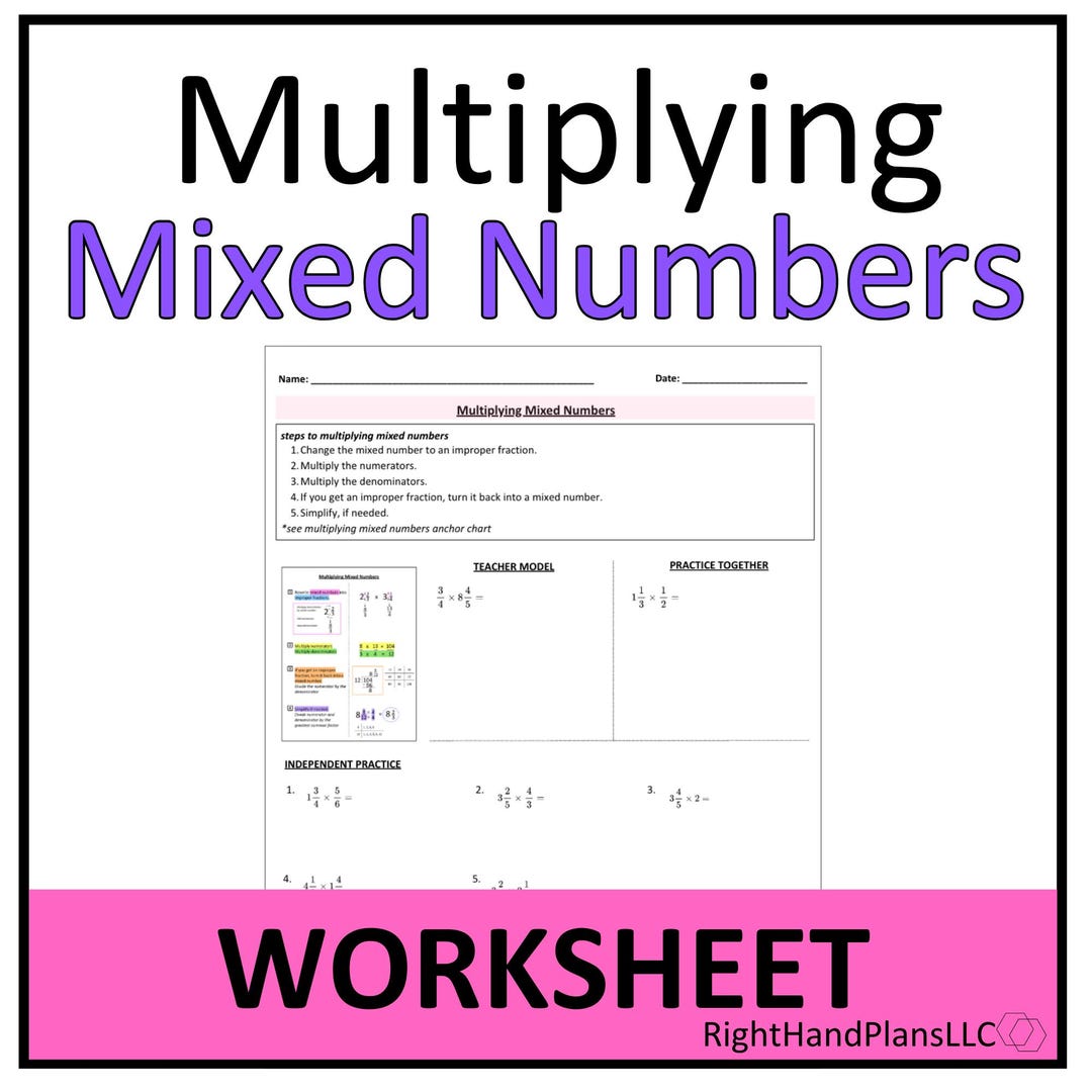 Multiplying Mixed Numbers | Worksheet | Lesson | Small Group | Practice ...