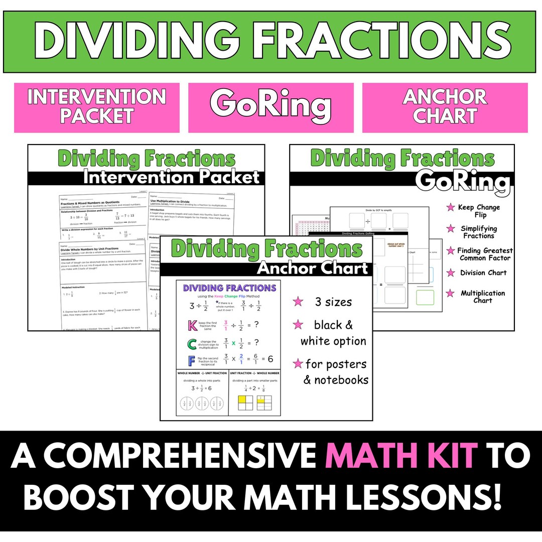 Dividing Fractions Math Kit (whole Number by Unit Fraction) - Etsy
