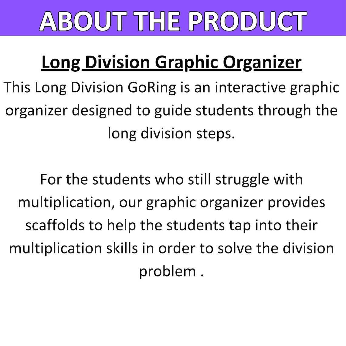 Long Division Graphic Organizer | Step-by-step Division Scaffold - Etsy