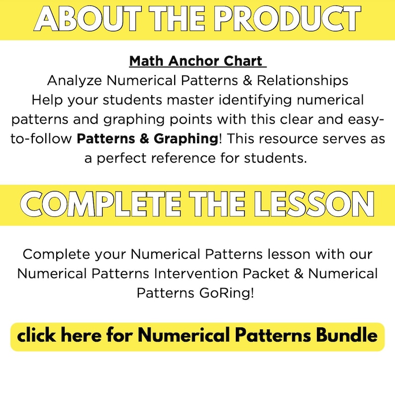 Numerical Patterns Anchor Chart | Patterns & Graphing Points - Etsy