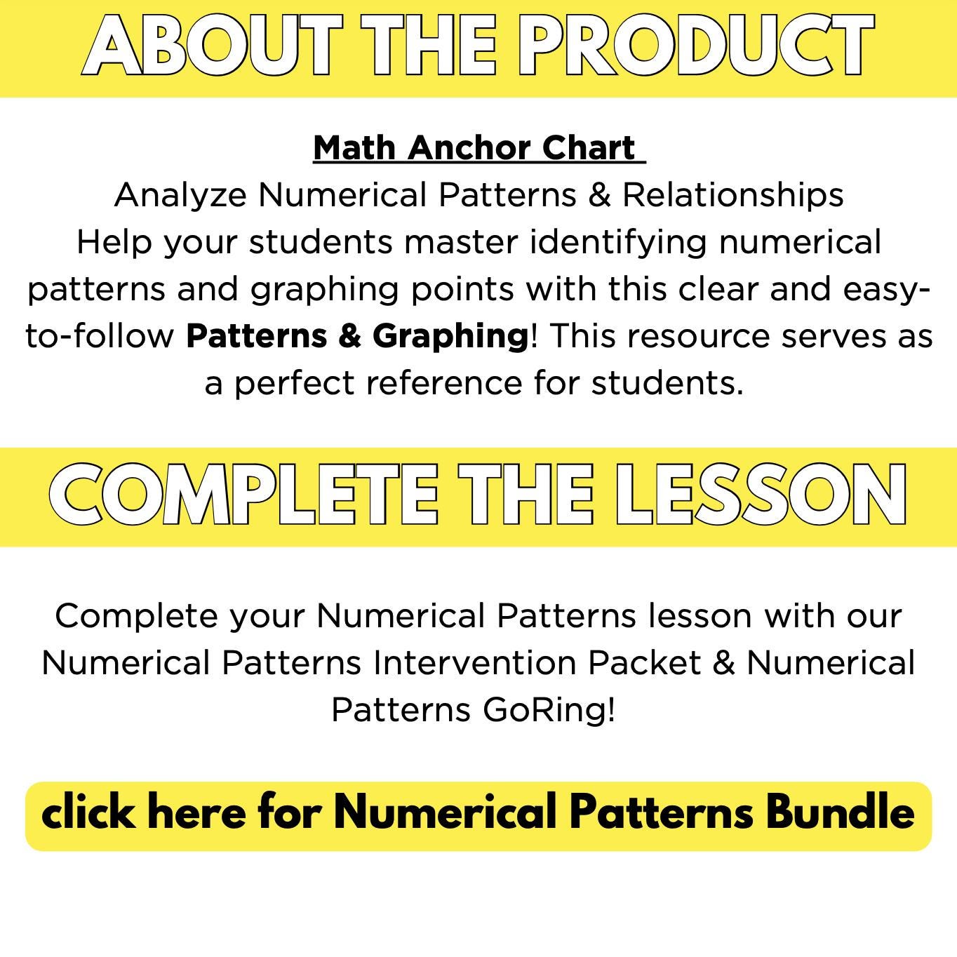 Numerical Patterns Anchor Chart | Patterns & Graphing Points - Etsy