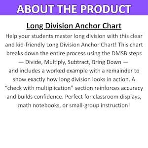 Long Division Anchor Chart | DMSB Steps | Math Poster - Etsy