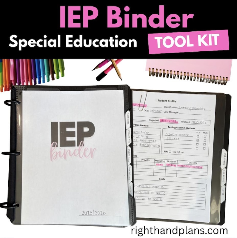 Printable IEP Binder | Editable Special Education Planner & Goal ...