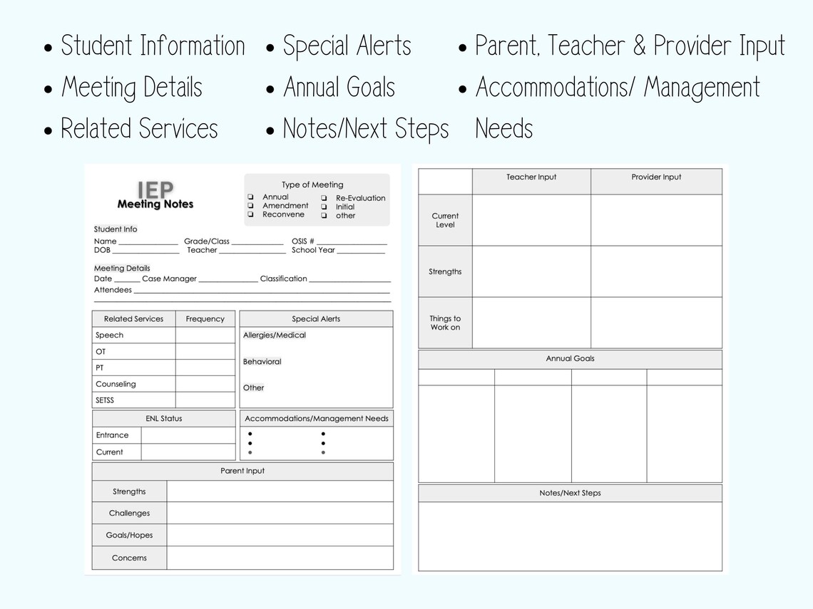 IEP Meeting Notes, Special Education Planner, Special Education ...