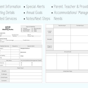 IEP Meeting Notes, Special Education Planner, Special Education ...
