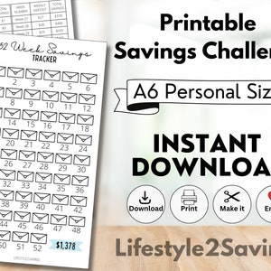 52 Weeks Savings Tracker, Printable Savings Challenge, Print at Home ...