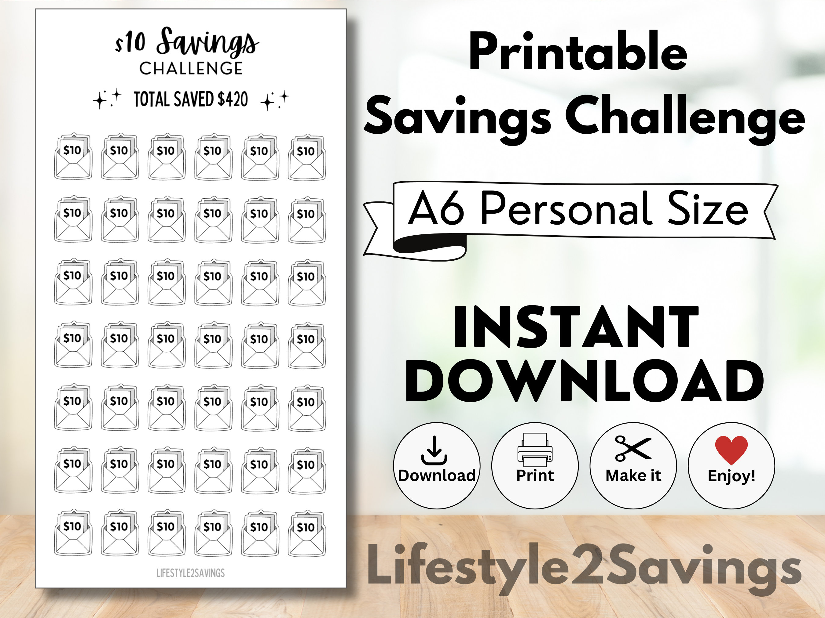 10 Dollar Savings Challenge Printable Savings Challenge - Etsy