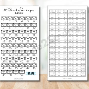 52 Weeks Savings Tracker, Printable Savings Challenge, Print at Home ...