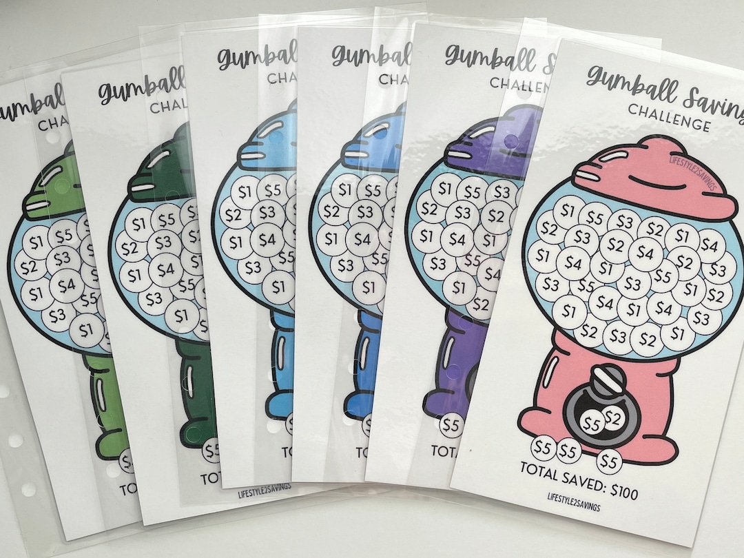 Gumball Savings Challenge, Savings Challenge for Beginners, Small ...