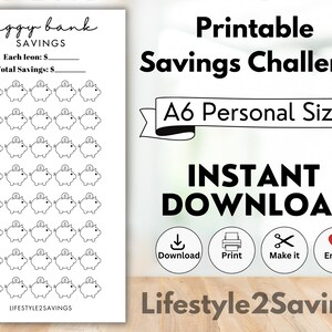 Piggy Bank Savings Challenge, Printable Savings Challenge, Print at ...