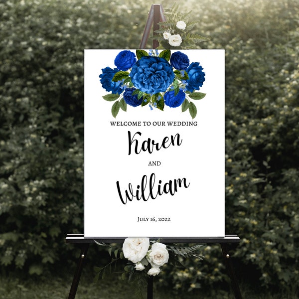 Welcome Sign in Blue Canva - Etsy