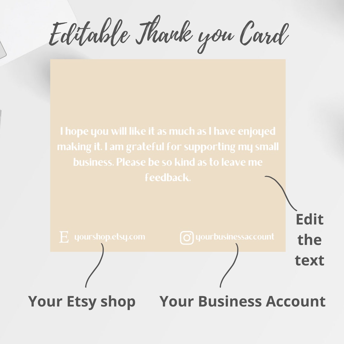 Business Thank You Card Template Printable Thank You Card | Etsy