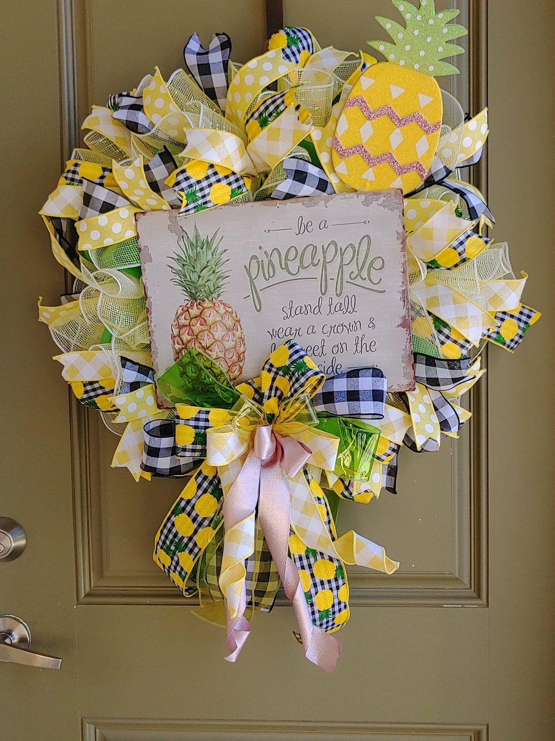 Pineapple Wreath for Front Door Hospitality Wreath Farmhouse Fruit ...