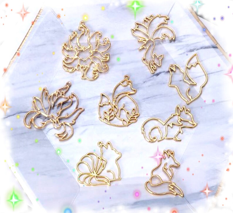 Summer Golden Pendant Fox Nine Tailed Fox Charms Fox Japan Legend Epoxy ...