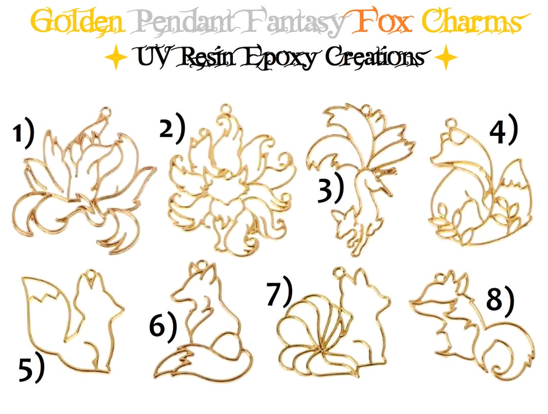 Summer Golden Pendant Fox Nine Tailed Fox Charms Fox Japan Legend Epoxy ...