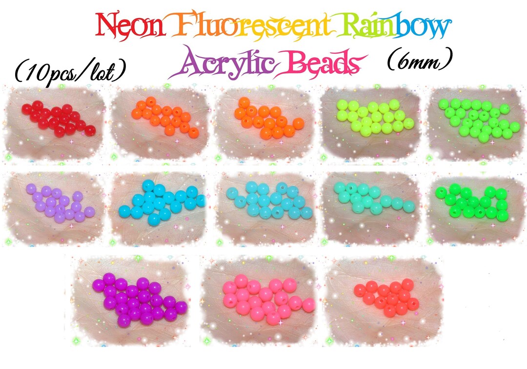 1opcs/lot Neon Fluorescent Ice 6mm Rainbow Acrylic Beads - Etsy