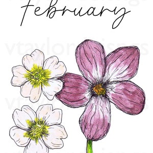 February Birth Flower | Download Digital Art | Flower Print ...