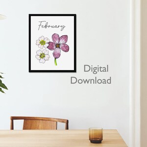 February Birth Flower | Download Digital Art | Flower Print ...