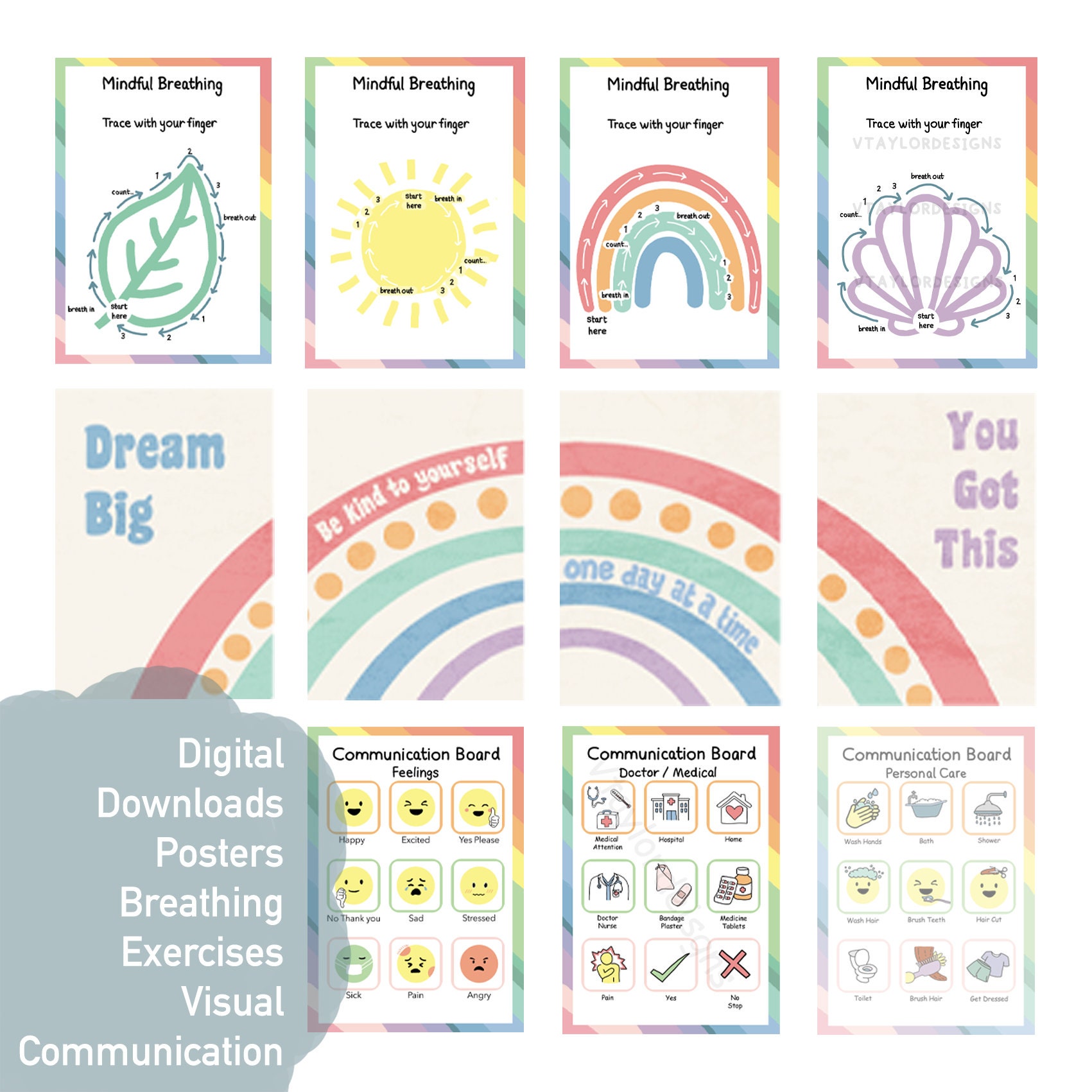 Non Verbal Communication | Visual Board Flash Cards | Mindful Breathing ...