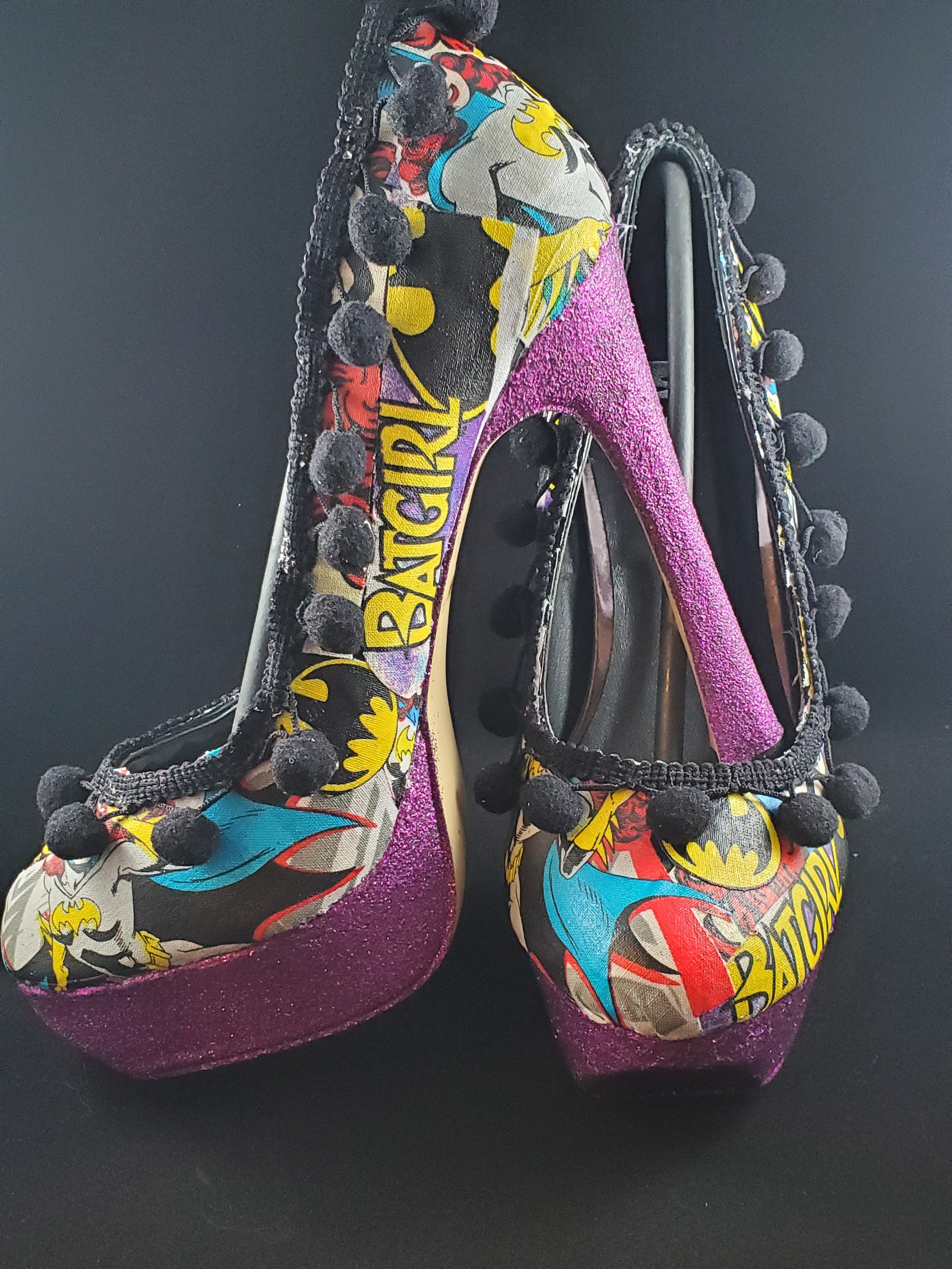 Batgirl Inspired Heels Cosplay Can be custom made | Etsy