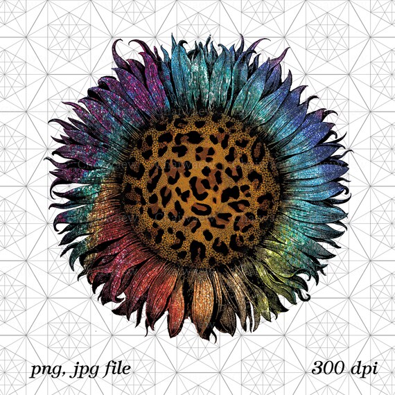 Sunflower glitter png Leopard sunflower glitter colorful png | Etsy