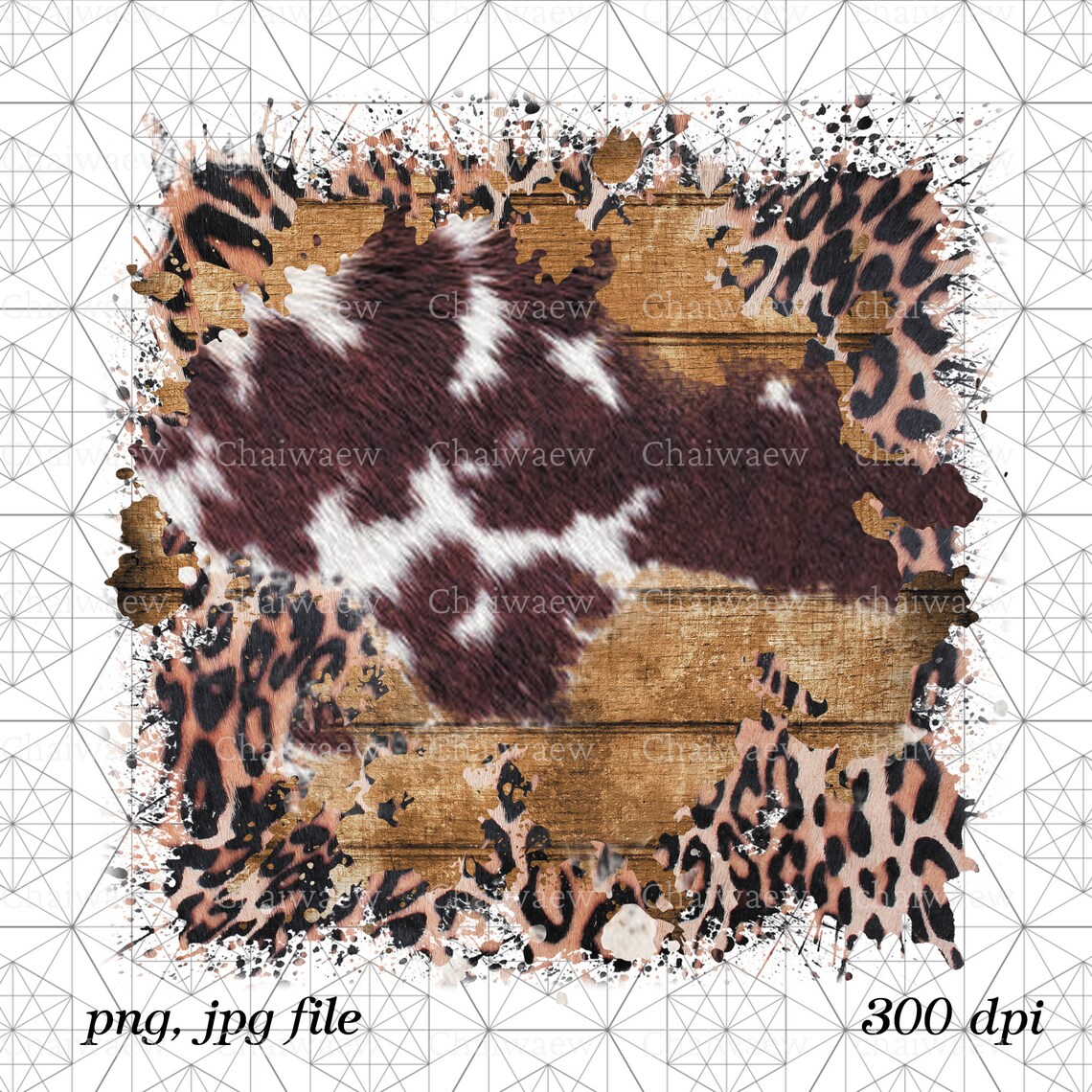 Distressed Leopard Cow and Wood PNG Distressed cow png | Etsy