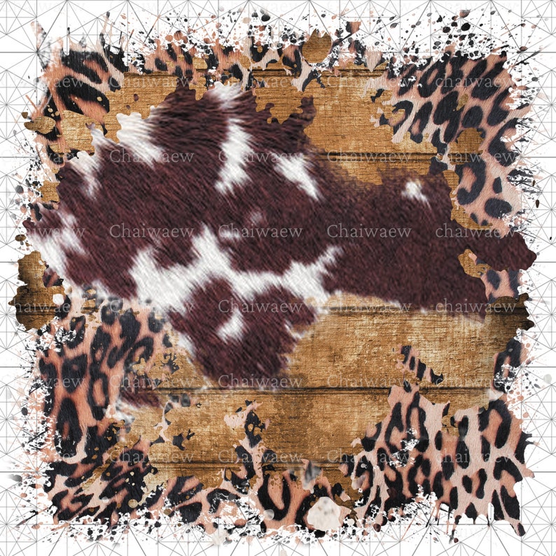 Distressed Leopard Cow and Wood PNG, Distressed Cow Png, Leopard Cow ...