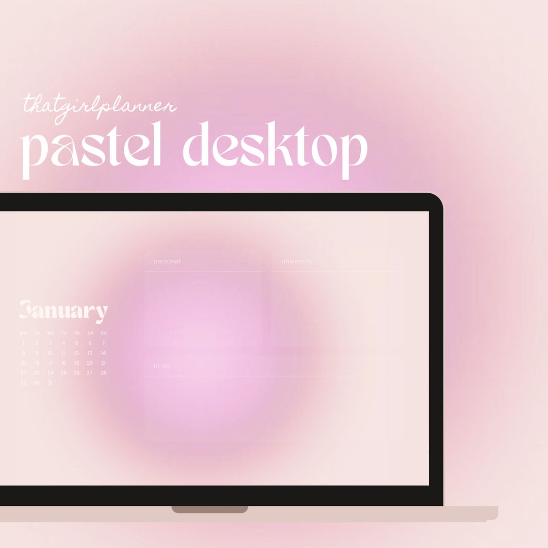 2024 Pink Pastel Gradient Aura Wallpaper Desktop Organizer for 12 ...